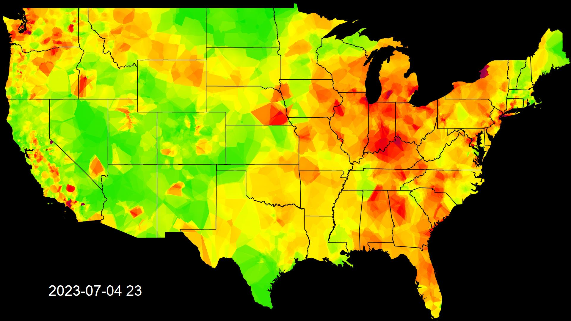 Animation of US PM2.5 Air Pollution in 2023 - I Thought He Came With ...